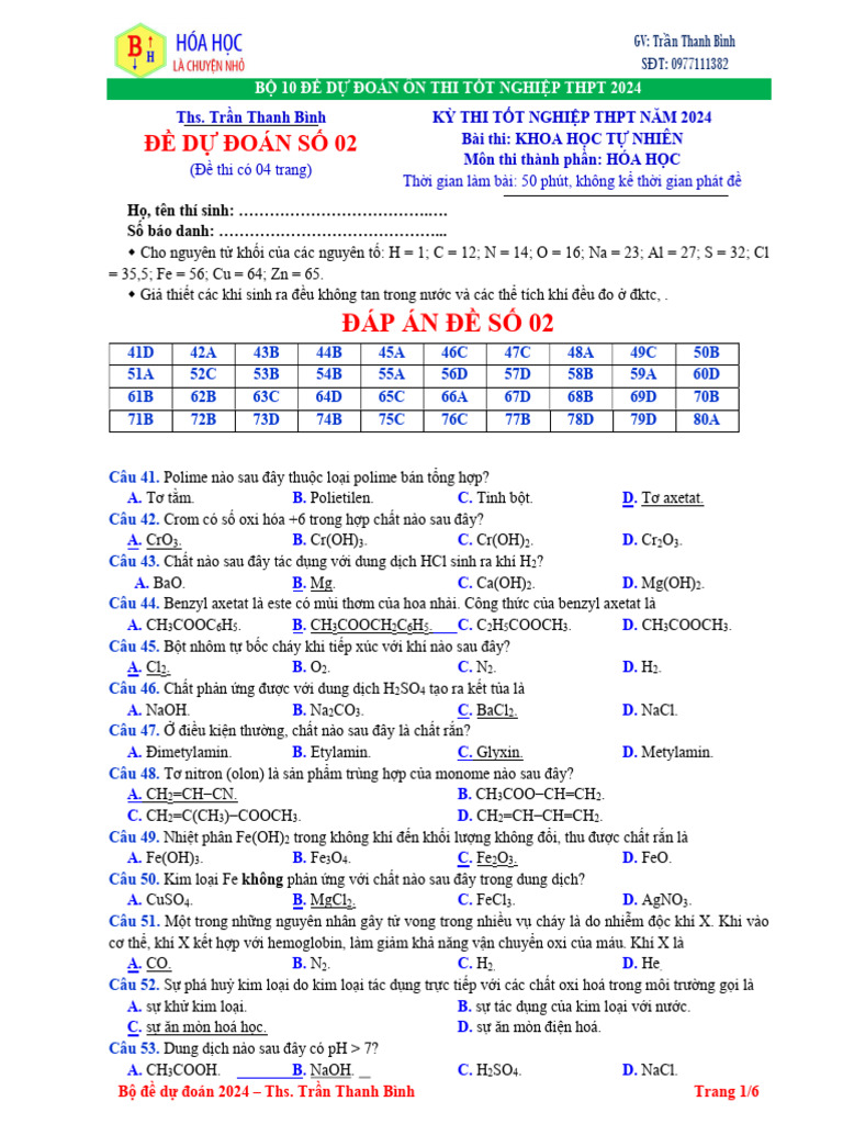 de Du Doan So 02. TTB - Dap An | PDF