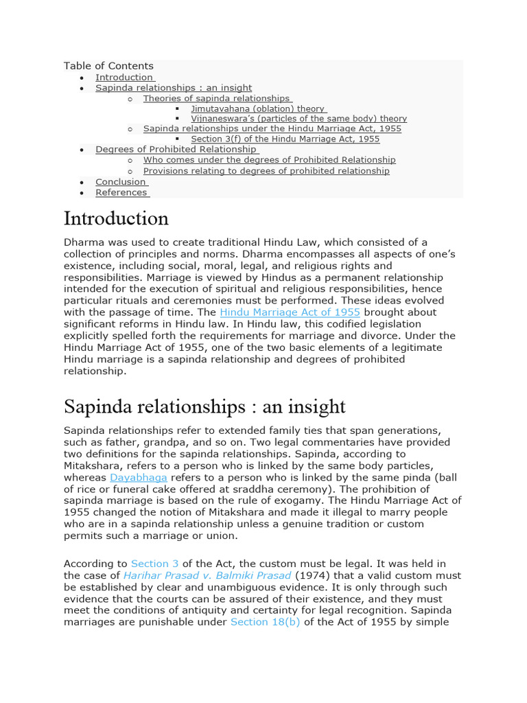Sapinda Relationship | PDF | Marriage | Wife