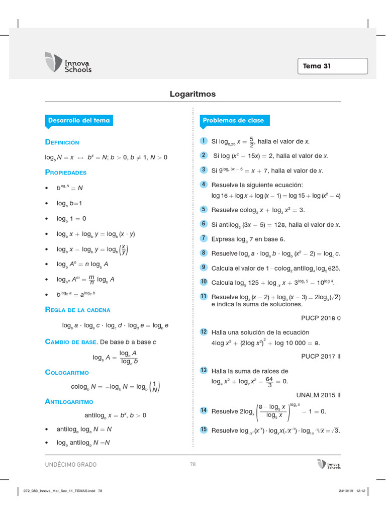 9 Libro Iu Logaritmos | PDF | Matemáticas | Objetos matemáticos