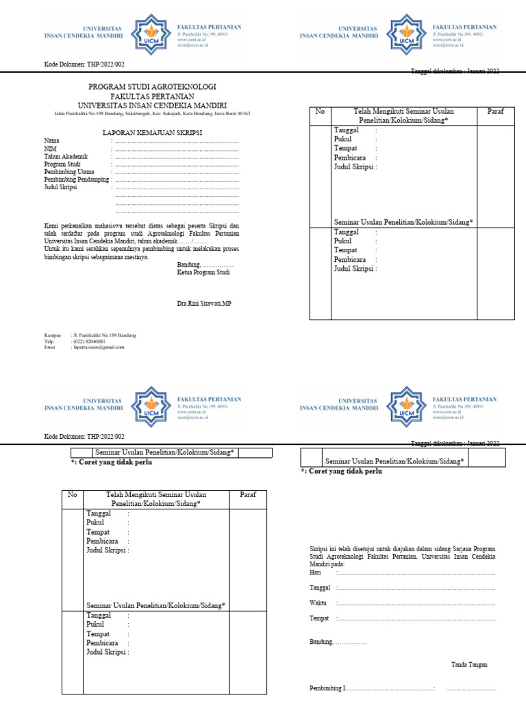 Logbook Skripsi Agroteknologi 2023 | PDF