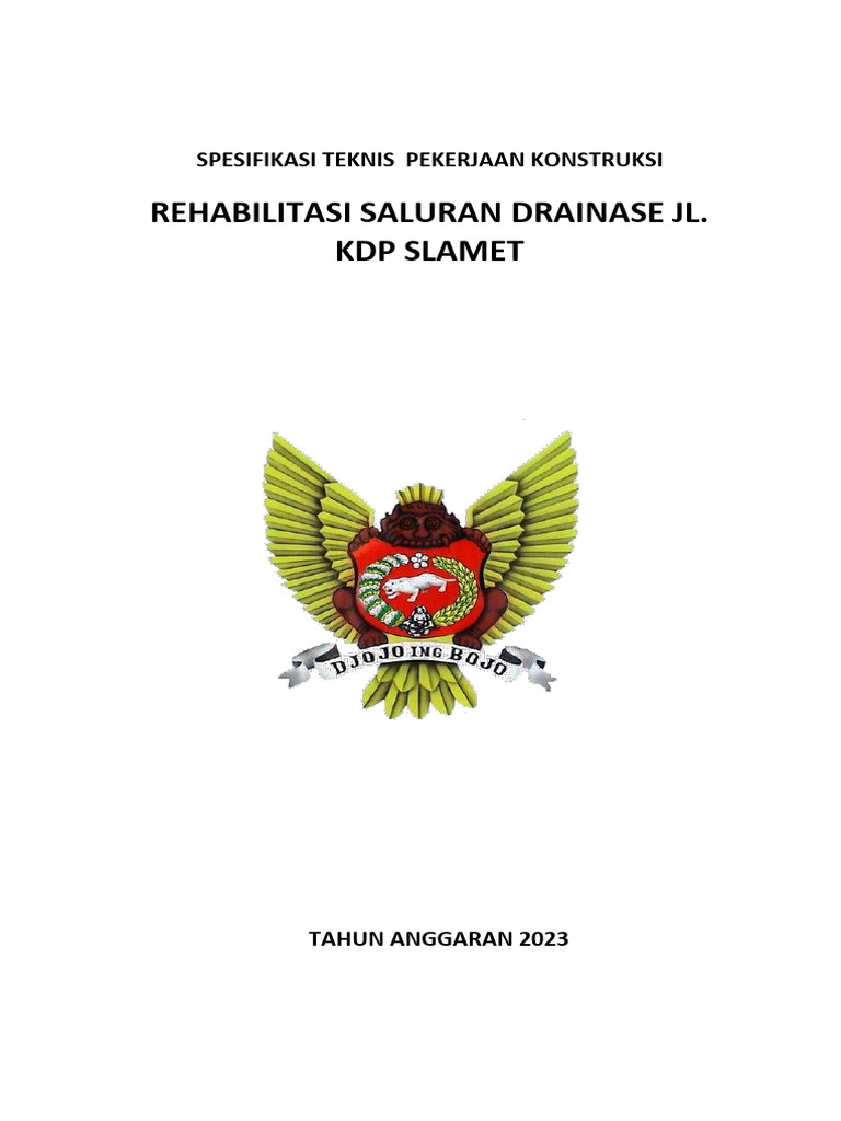 Spek Saluran Drainase KDP Slamet Yang Baru | PDF