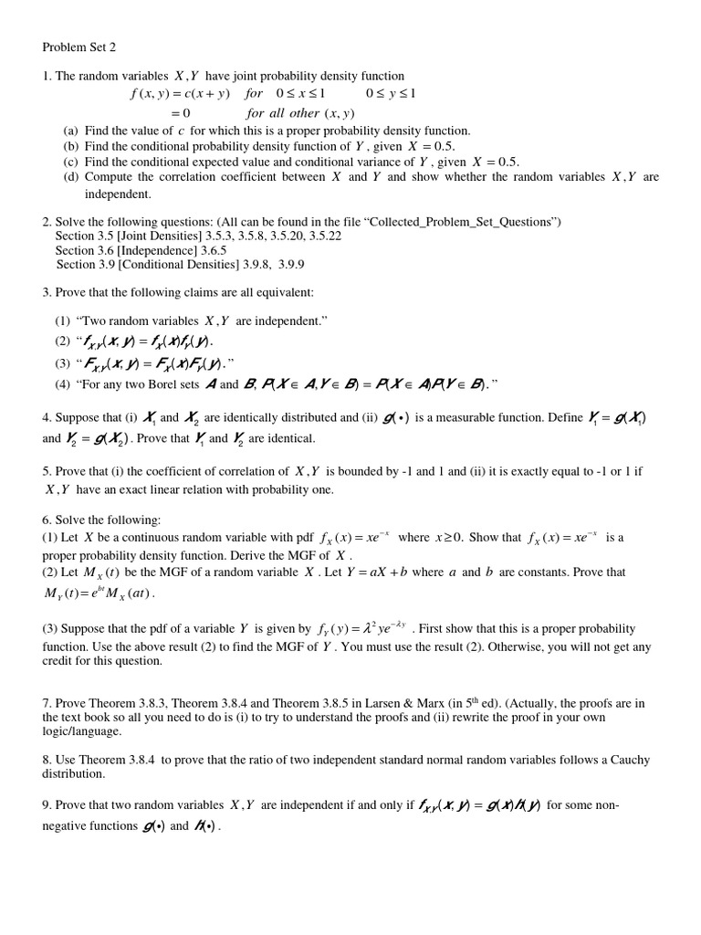 Mas hw2 | PDF | Probability Density Function | Random Variable