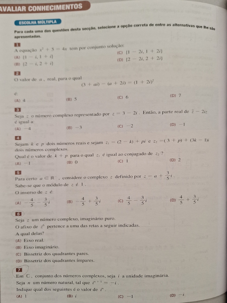 Exercícios Complexos - Forma Álgebrica | PDF | Número complexo | Álgebra abstrata