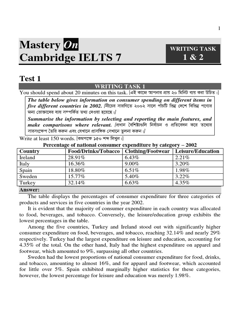 Cambridge IELTS Academic 07 Writing Task | PDF