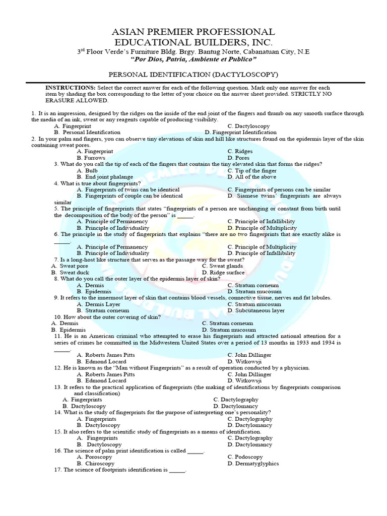 Dactyloscopy - Personal Identification | PDF | Fingerprint | Skin