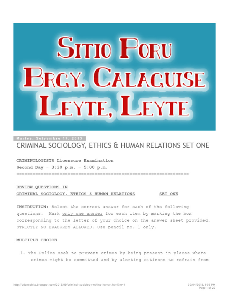 Criminal Sociology Exam Review Questions | PDF | Crimes | Crime & Violence