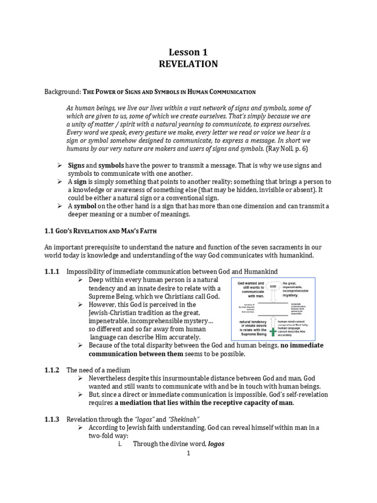 Lesson 1 - Revelation - Lecture Notes | PDF | Sacraments | Baptism