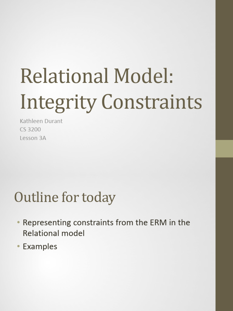 1.2.2 3A-IntegrityConstraints | PDF | Relational Model | Relational ...
