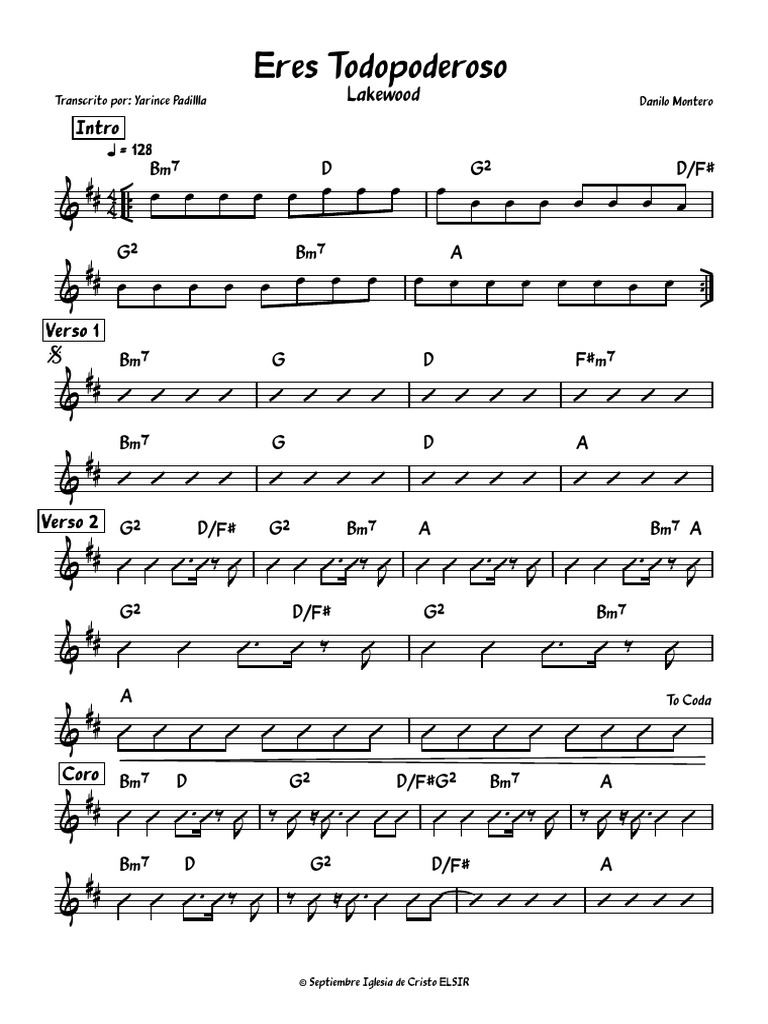 Eres Todopoderoso Lakewood Danilo Montero Rhythm Chart | PDF