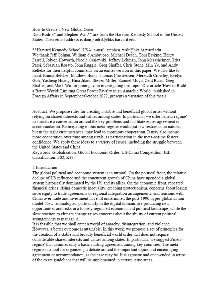 How To Create A New Global Order | PDF | Policy | Globalization How To Create A New Global Order | PDF | Policy | Globalization