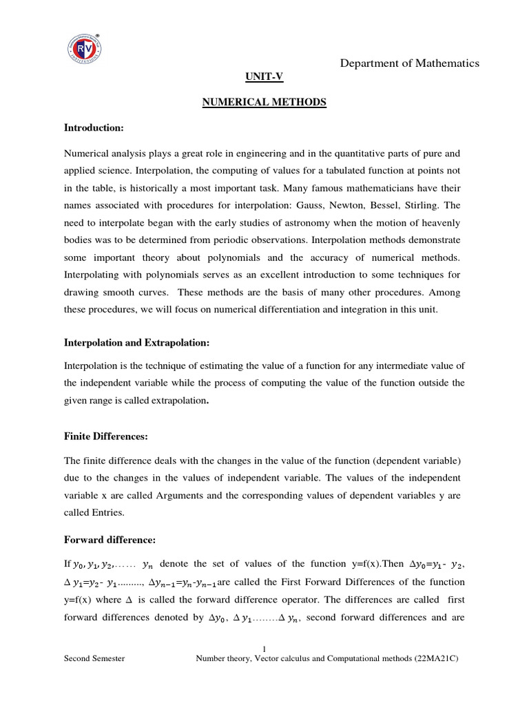 Numerical Methods in Mathematics | PDF | Finite Difference | Interpolation