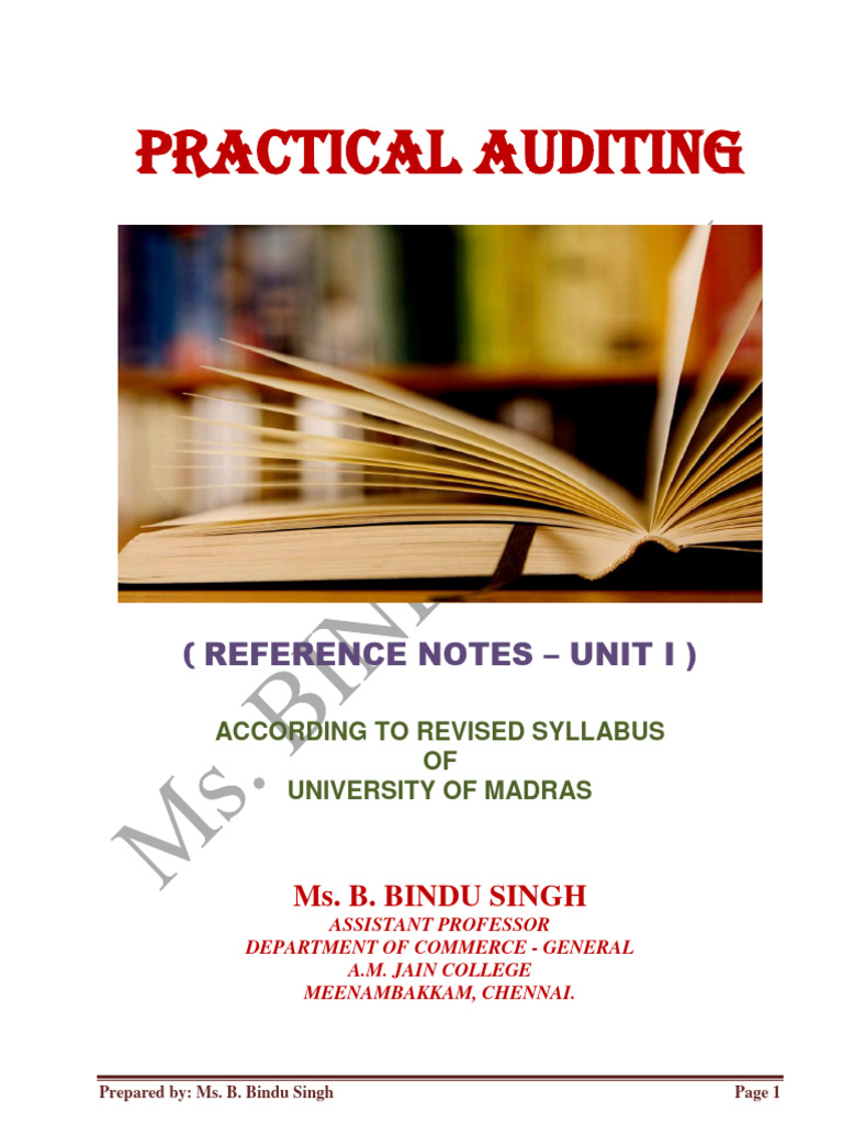 Practical Auditing Notes Pdf Audit Internal Audit