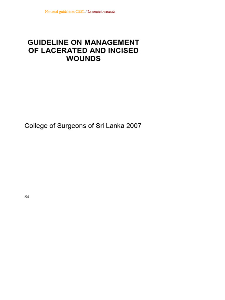 Guidelines for Lacerated Wound Management | PDF | Surgical Suture | Wound