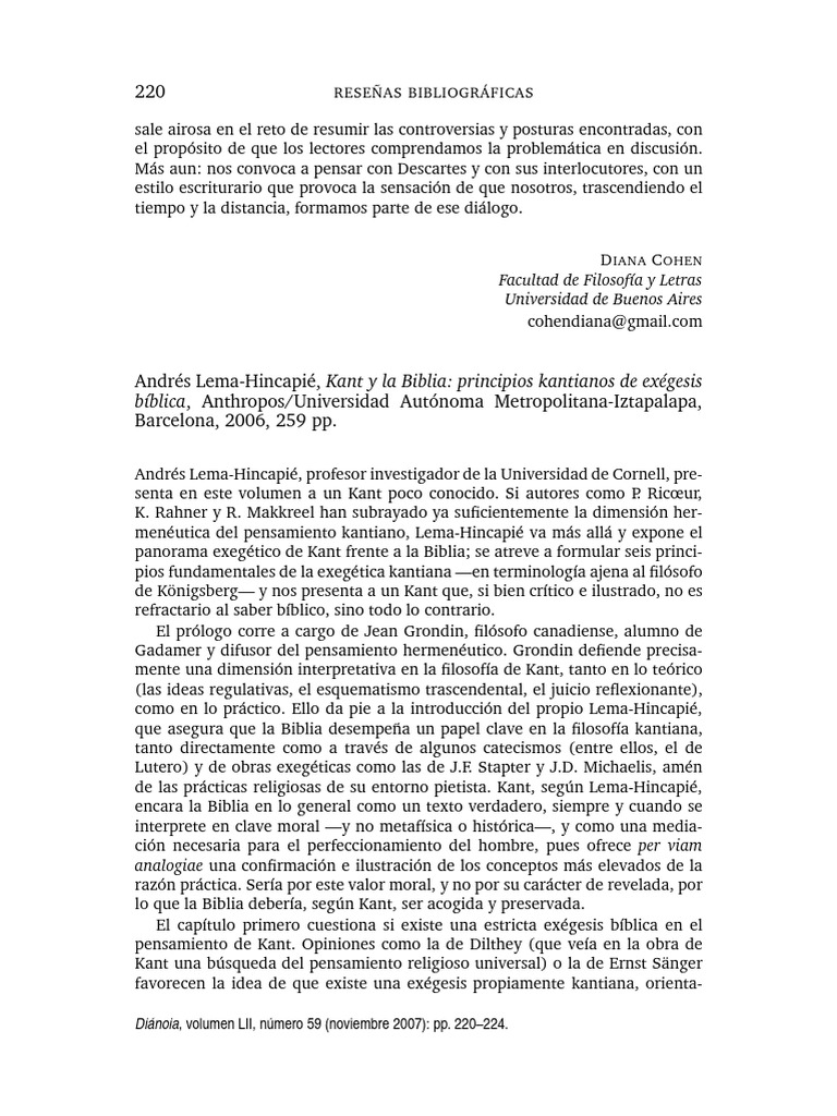 Andres Lema-Hincapie Kant y La Biblia Principios K | PDF | Immanuel ...