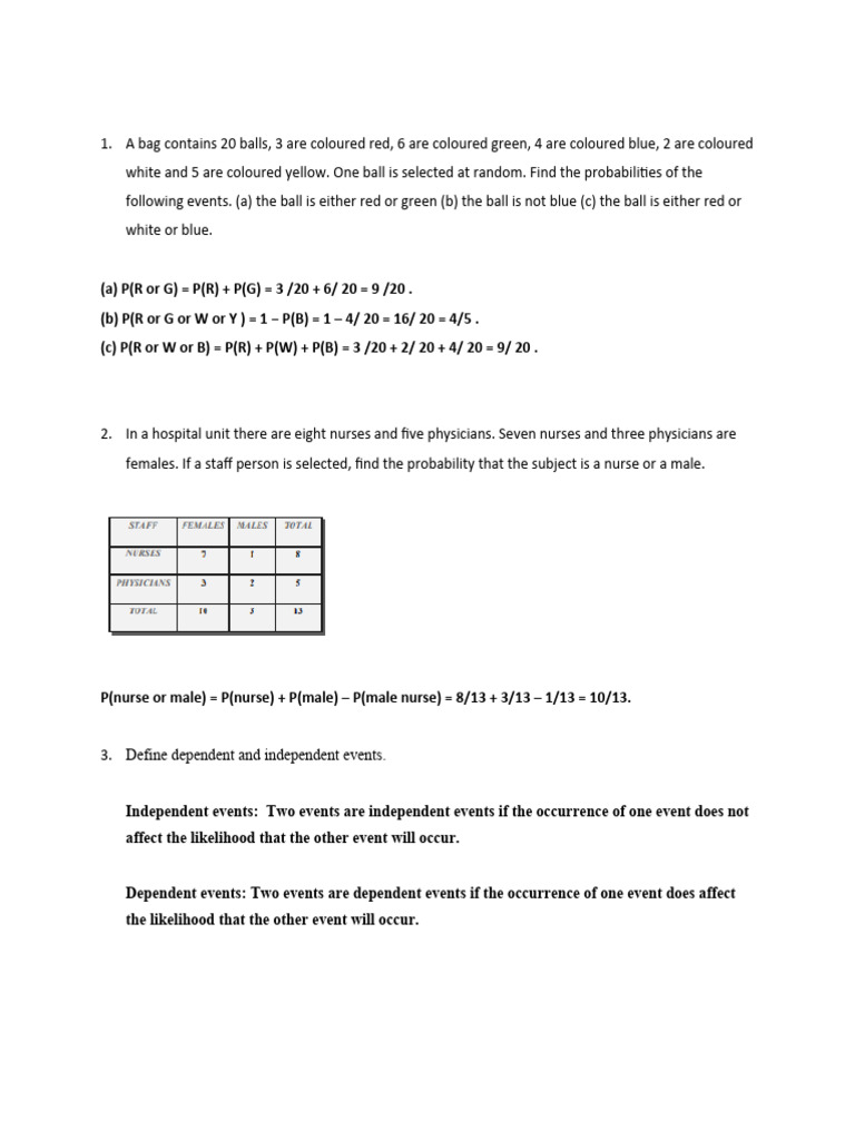 Tutorial 2 | PDF | Probability | Odds