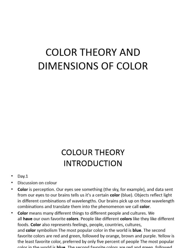 COLOR THEORY AND DIMENSIONS OF COLOR | PDF | Color | Blue