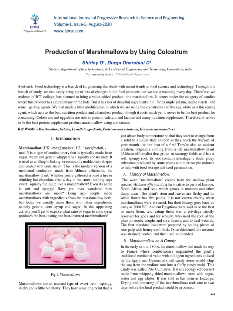 Colostrum-Based Marshmallow Production | PDF | Marshmallow | Foods