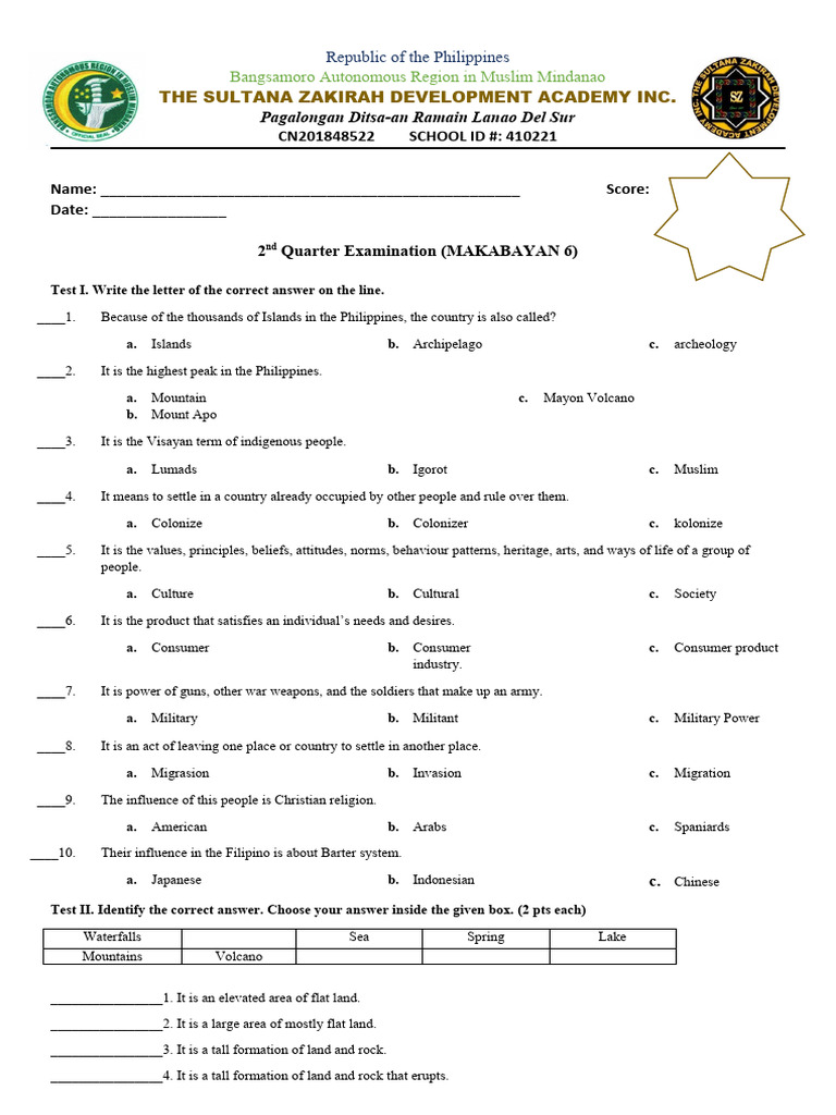 Grade 6 2nd Quarter | PDF | Philippines | Mindanao