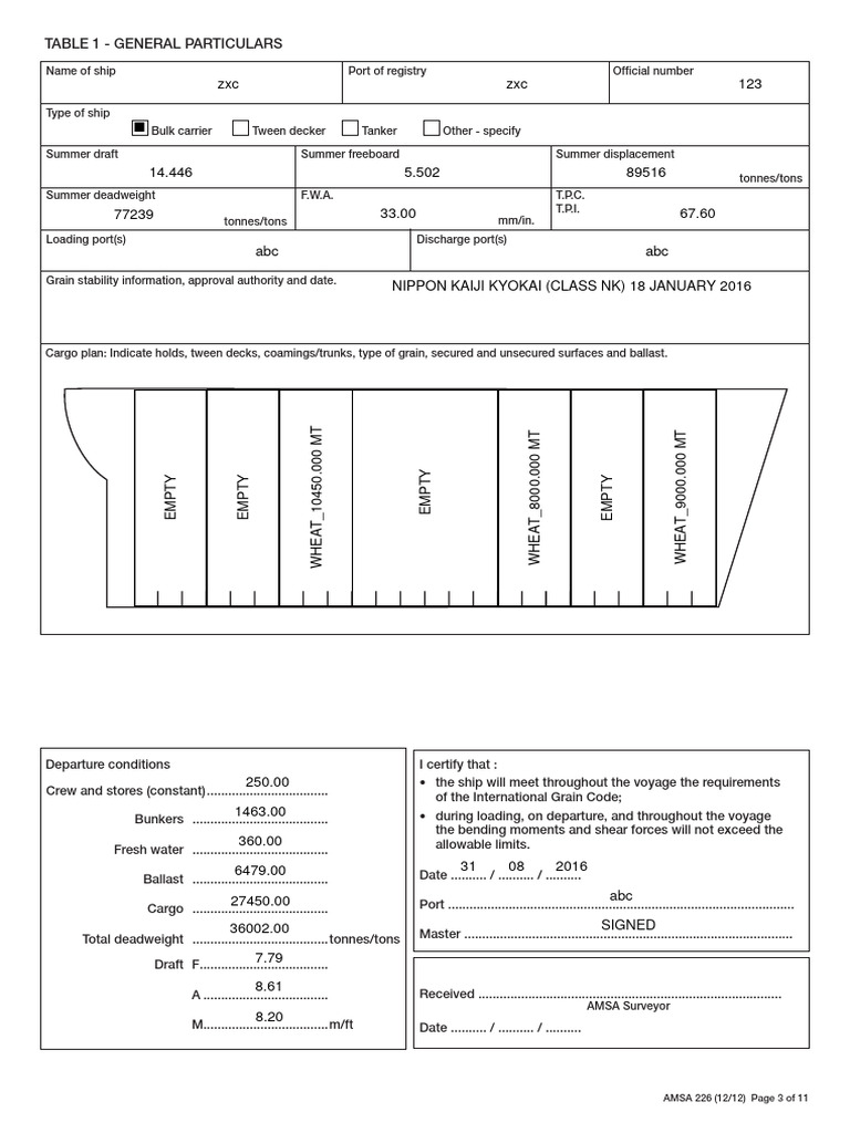 Amsa226 Fillable Example 2 | PDF | Ton | Ships