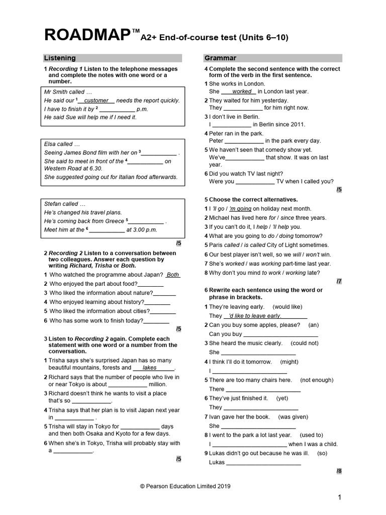 Roadmap A2+ End-Of-Course - Test - PDF | PDF | Water | Lake