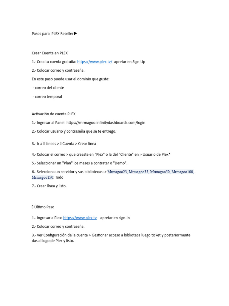 Pasos para Plex | PDF