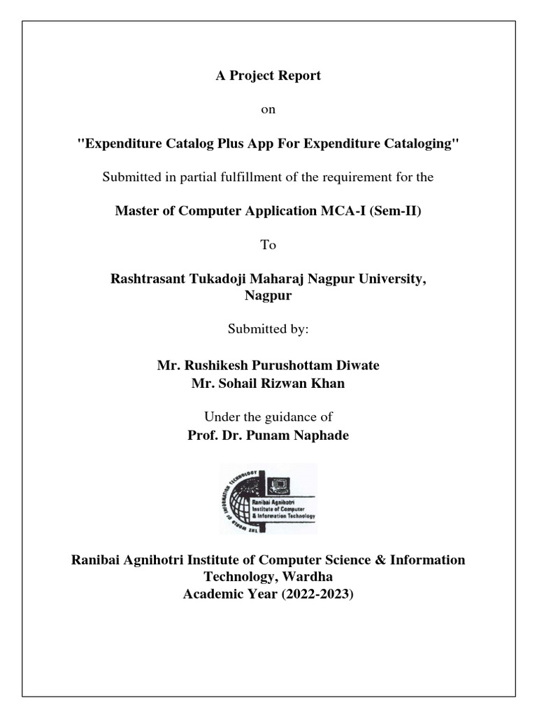 MCA Project: Expenditure App | PDF | Android (Operating System) | Feasibility Study