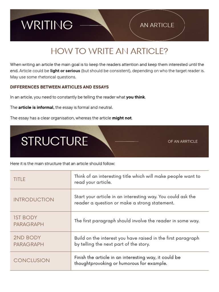 Writing an Article | Download Free PDF | Essays | Question