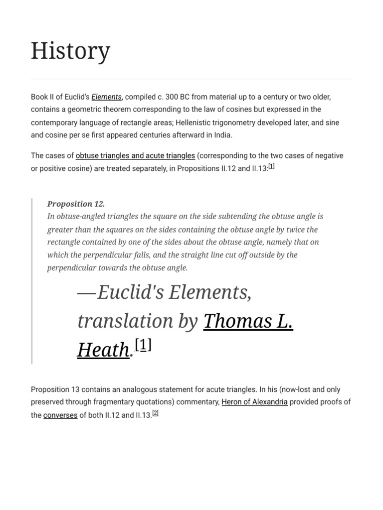 Law of Cosines - Wikipedia | PDF | Geometry | Elementary Mathematics