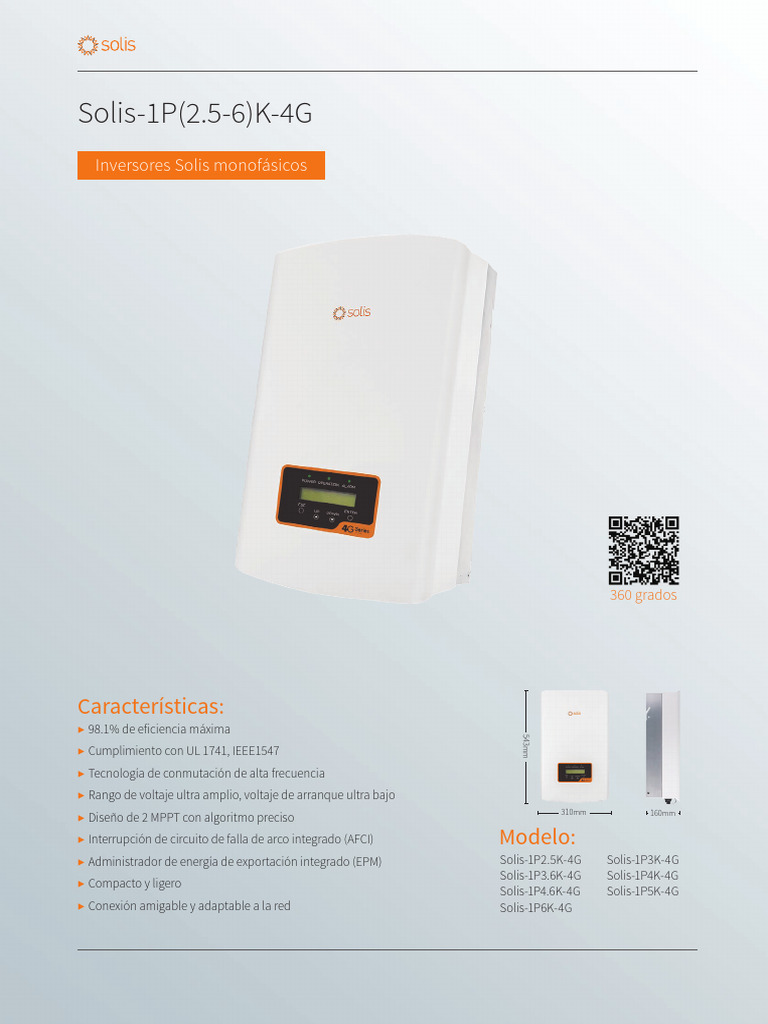 Ficha de Datos Solis 1P(2,5 6)K 4G | Descargar gratis PDF | Metrología | Cantidad