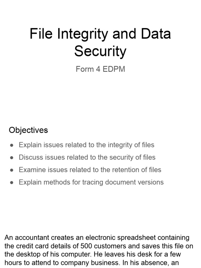Form 4 EDPM - File Integrity and Data Security | PDF