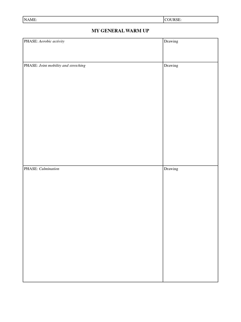 My Warm Up (Template) | PDF | Games & Activities