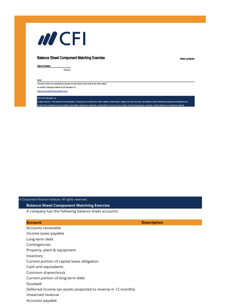 Balance Sheet Component Matching Exercise | Download Free PDF | Balance ...