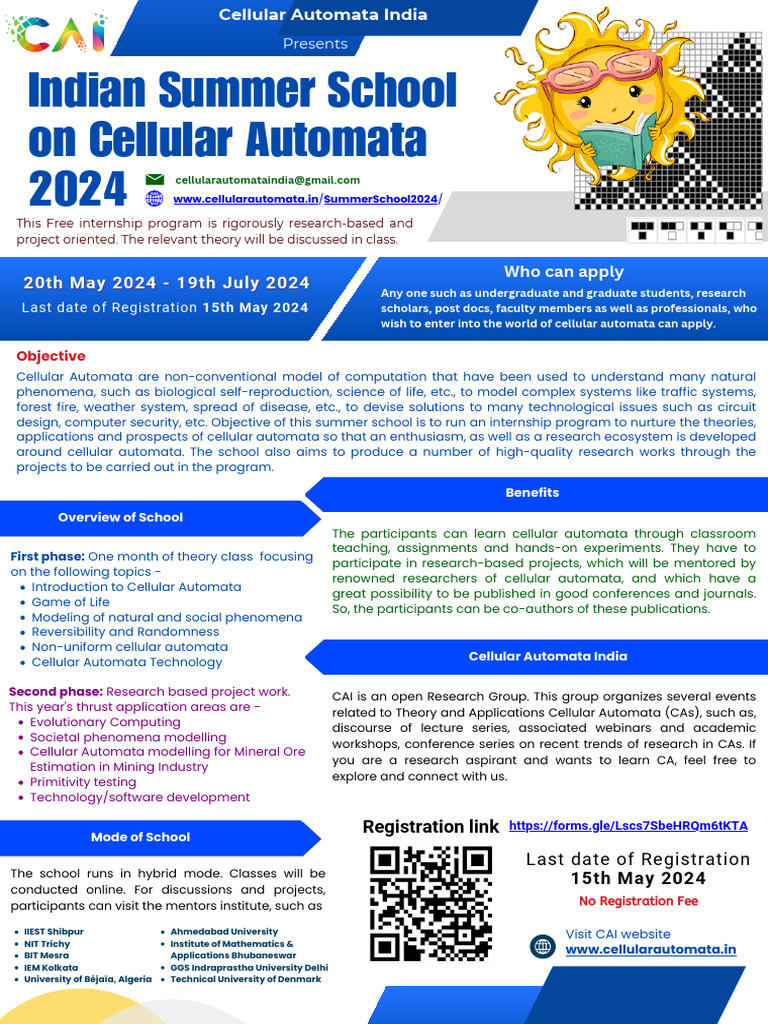 Indian Summer School On Cellular Automata 2024 | PDF | Automata Theory ...