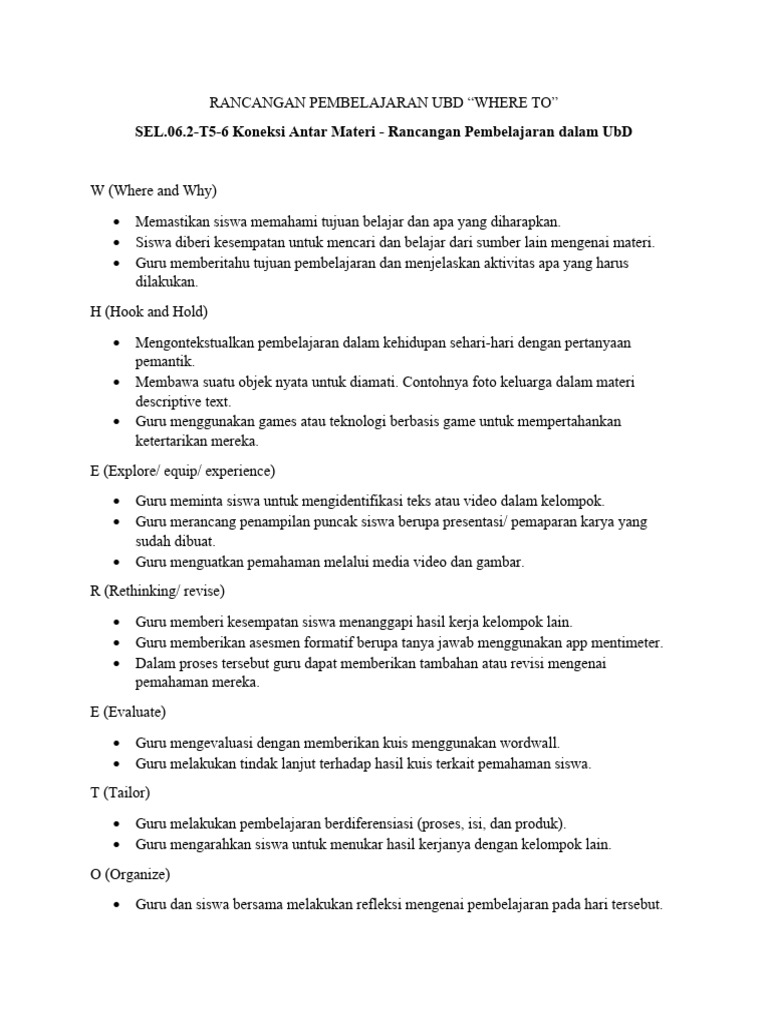 Rancangan Pembelajaran Ubd | PDF | Karier & Perkembangan