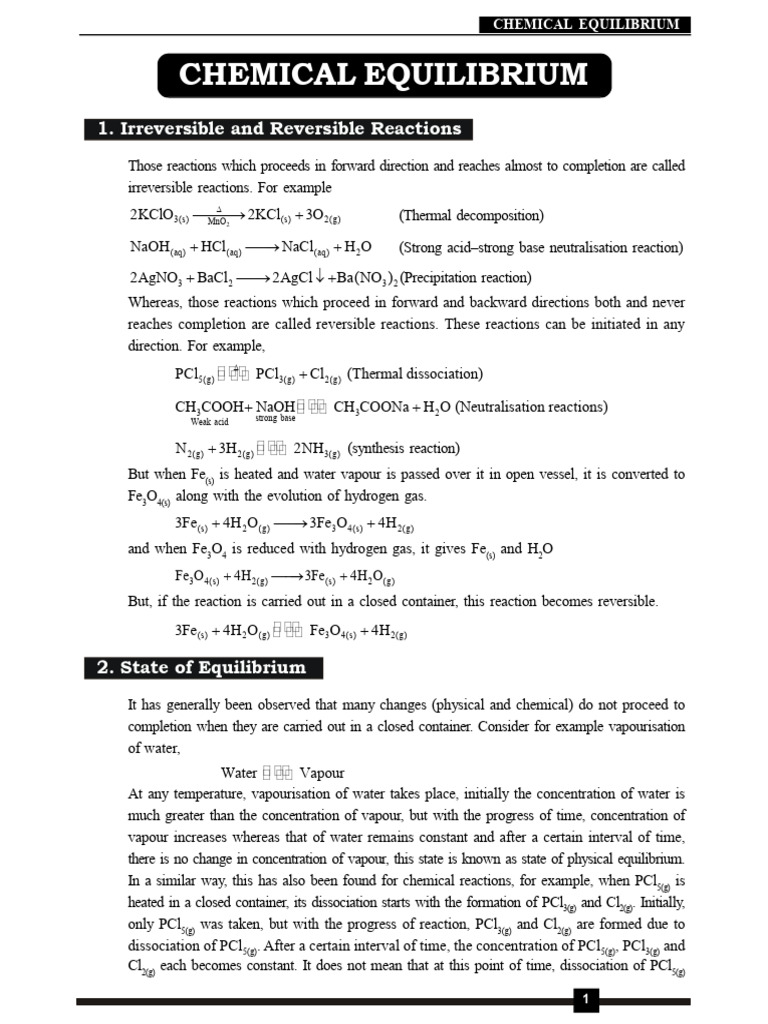 Chemistry Equilibrium Basics | PDF | Chemical Equilibrium | Chemical Reactions