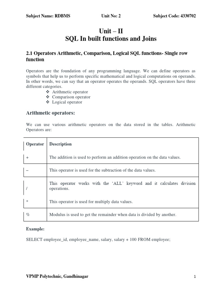Wordpress Material Rdbms U 2 | PDF | Sql | Relational Database