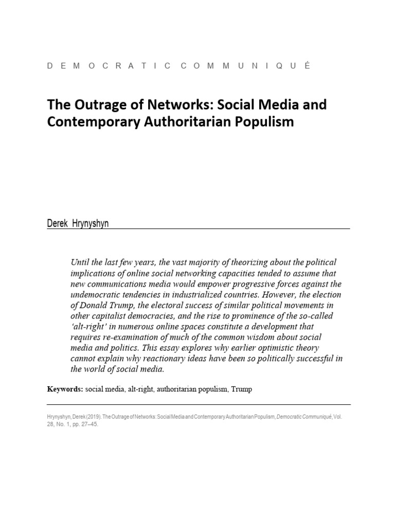 Hrynyshyn - Social Media and Contemporary Authoritarian Populism | PDF ...