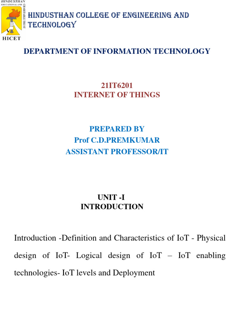 UNIT 1 IoT Introduction 1 | PDF | Internet Of Things | Transmission Control Protocol