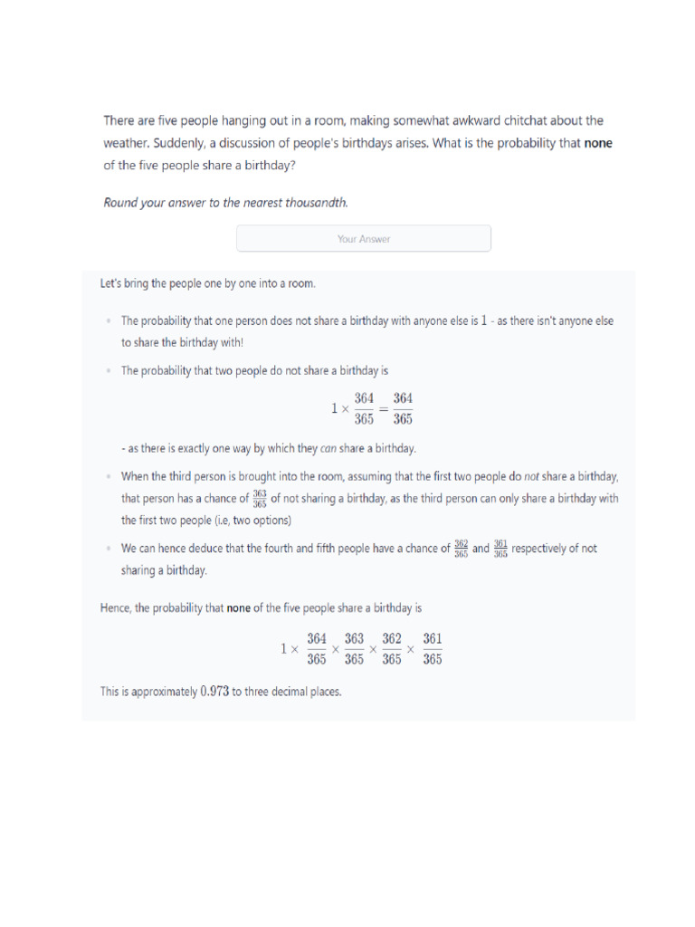 The Birthday Paradox Math | PDF