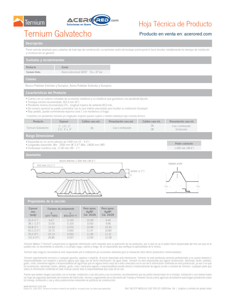 Galvatecho Ternium Hoja Tecnica | PDF