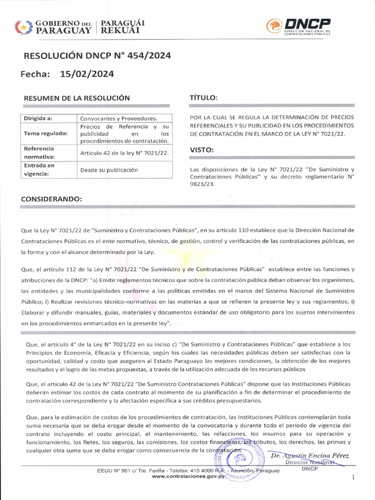 Res DNCP 454 24 | PDF | Precios | Regulación