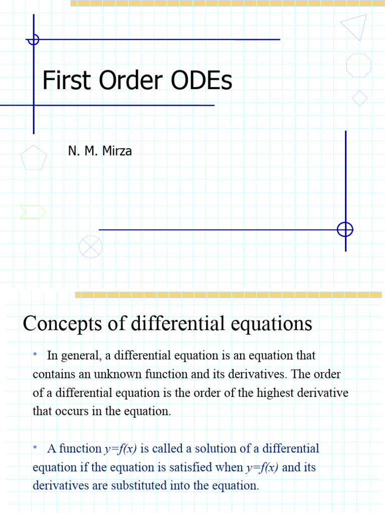 Chap01.ppt First Order | PDF | Ordinary Differential Equation | Equations