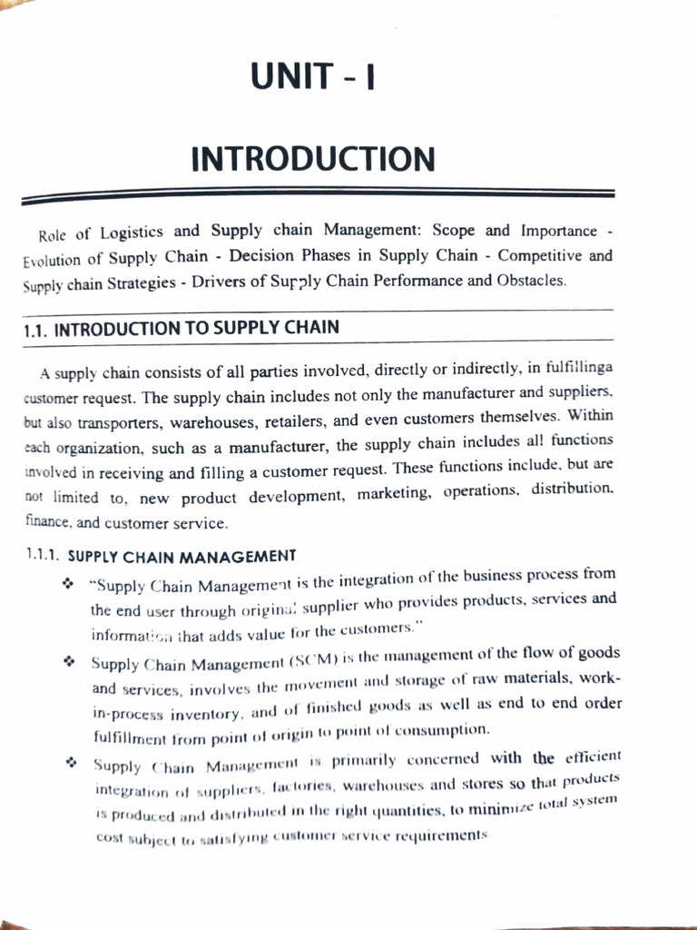 Unit 1 SCM | PDF | Supply Chain Management | Supply Chain
