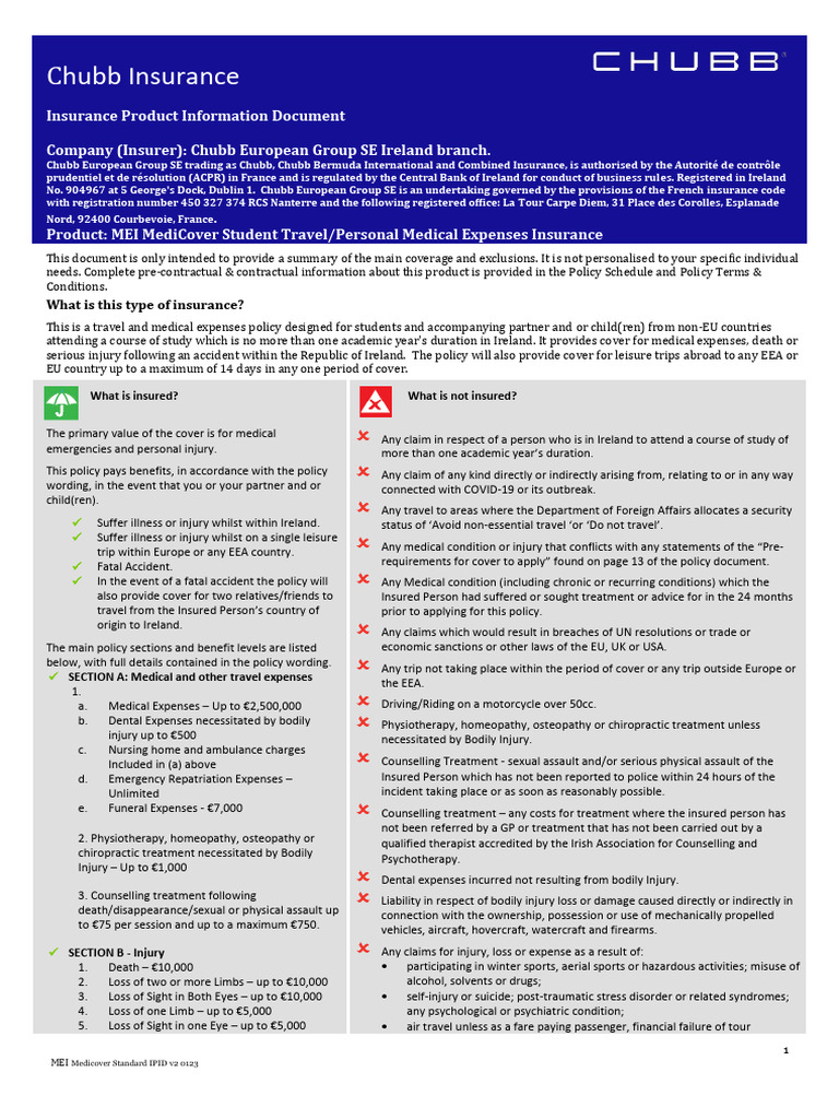 MEI Medicover IPID | PDF | Insurance | Psychotherapy