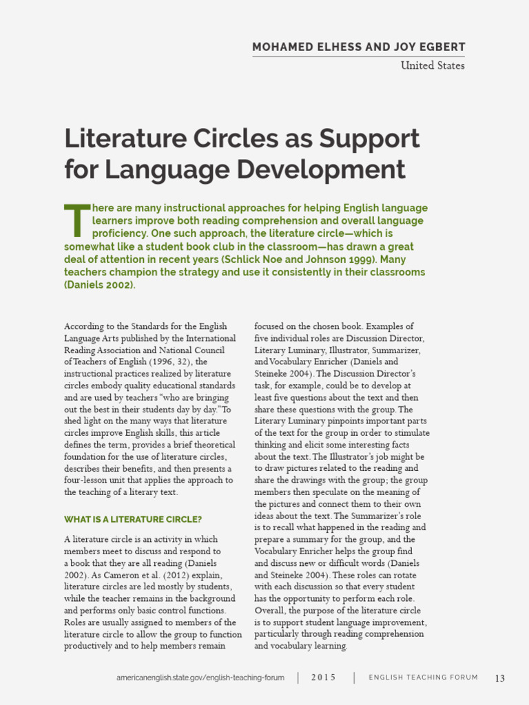 Literature Circles for Language Development | PDF | Reading ...