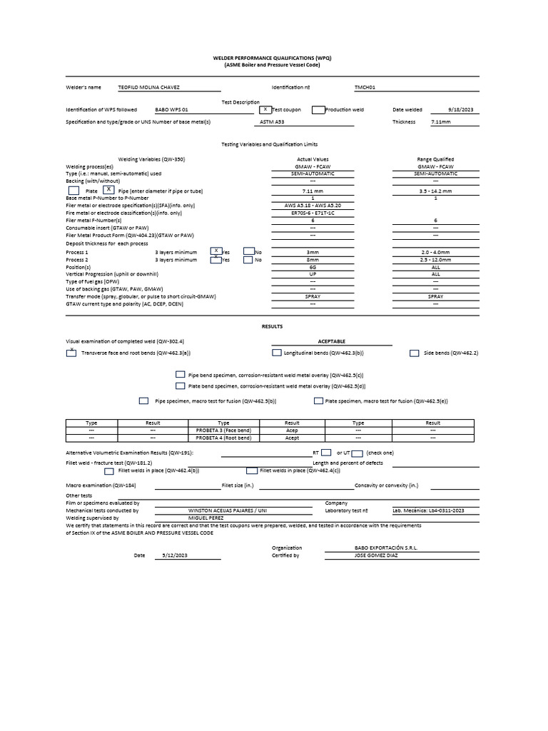 Welder Performance Qualifications (WPQ) (ASME Boiler and Pressure ...