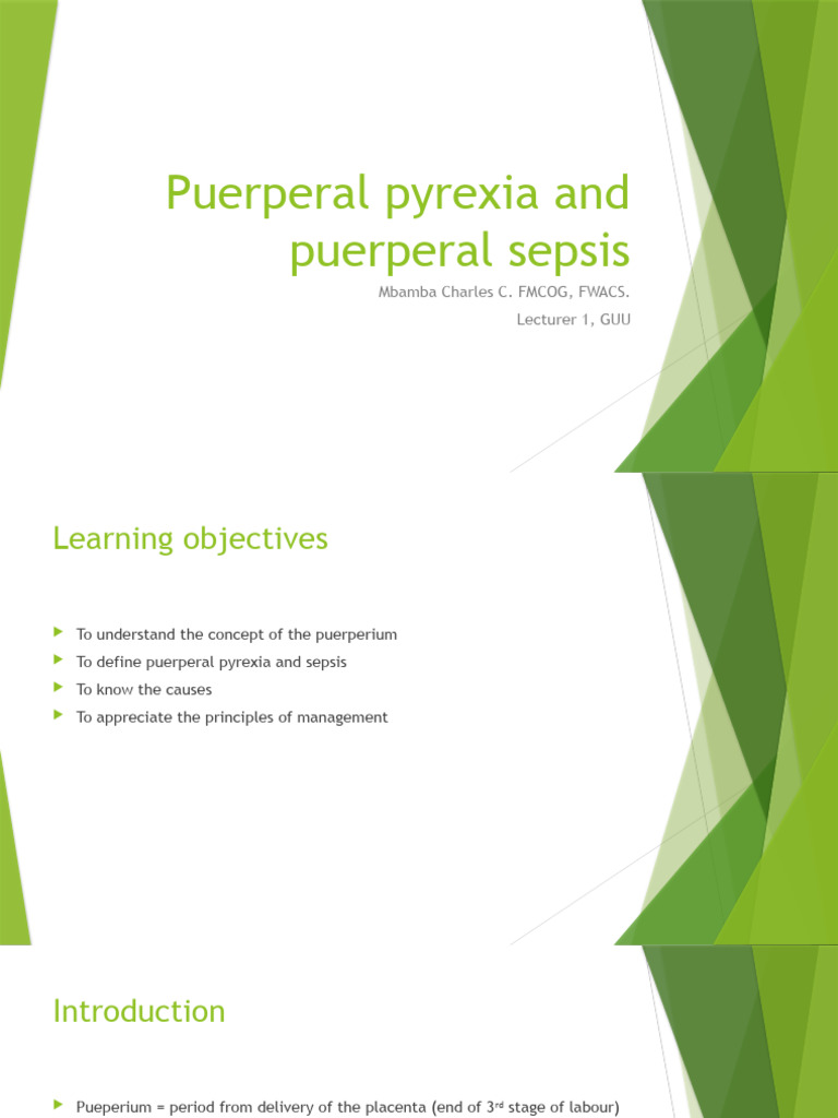 Puerperal Pyrexia and Sepsis Overview | PDF | Childbirth | Urinary ...