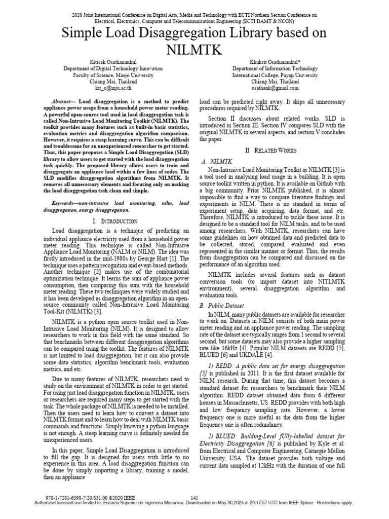 Simple Load Disaggregation Library Based On Nilmtk Download Free Pdf Library Computing