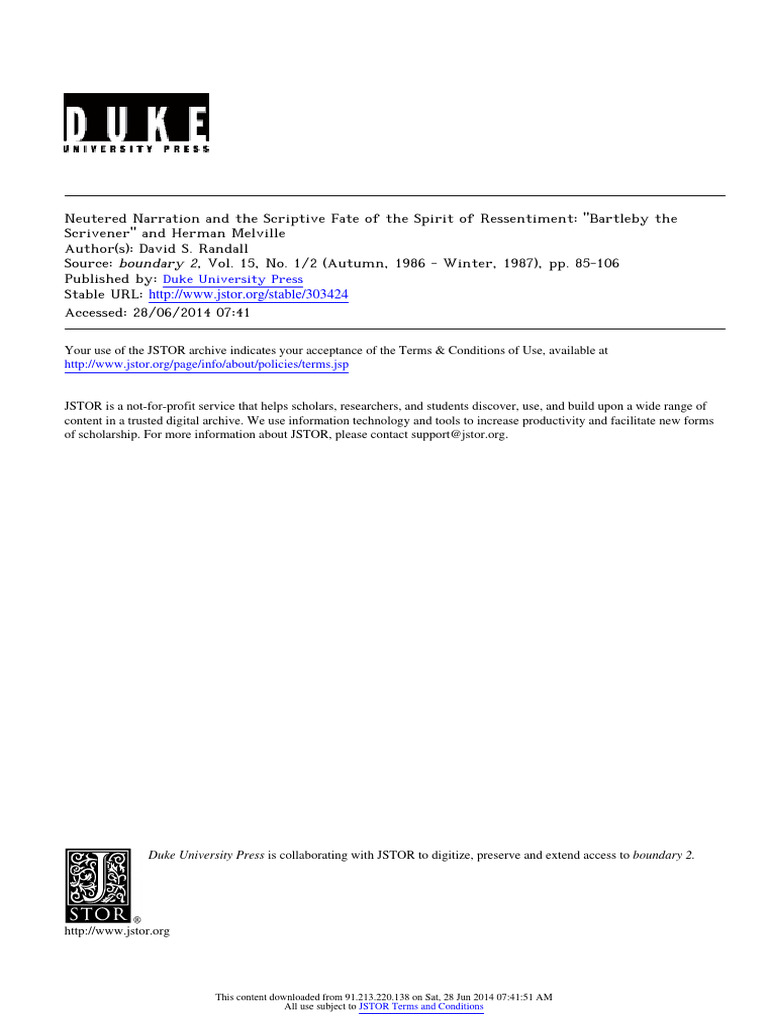 bartleby 4 | Download Free PDF | Parable | Bartleby, The Scrivener