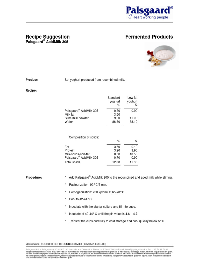 palsgaard acidmilk | PDF | Milk | Yogurt
